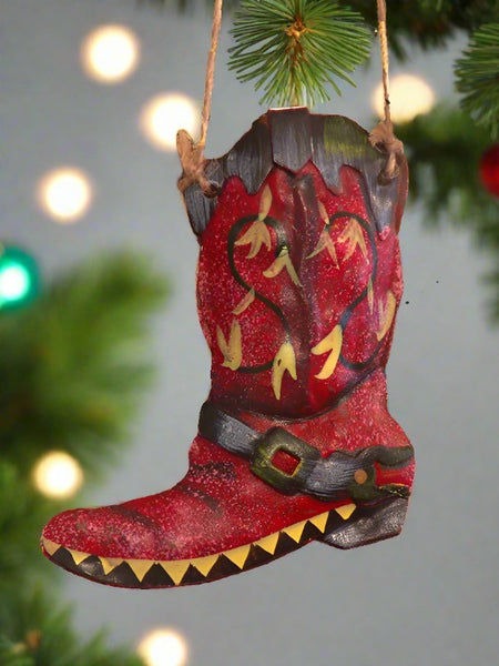 Metal Cowboy Boot Christmas Ornaments 1307760 | Buffalo Trader Online
