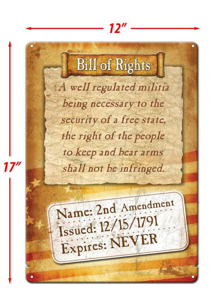 Bill of Rights 2nd Amendment Gun Sign 1591 | Buffalo Trader Online