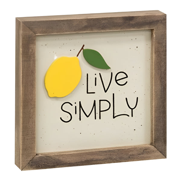 Live Simply Lemon Framed Box Sign G35335 | Buffalo Trader Online