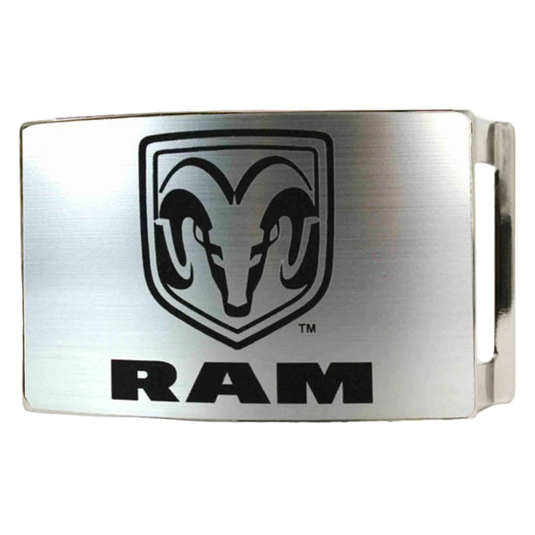 Dodge Ram Brushed Silver Black Belt Buckle BU-RAM-SLV | Buffalo Trader ...
