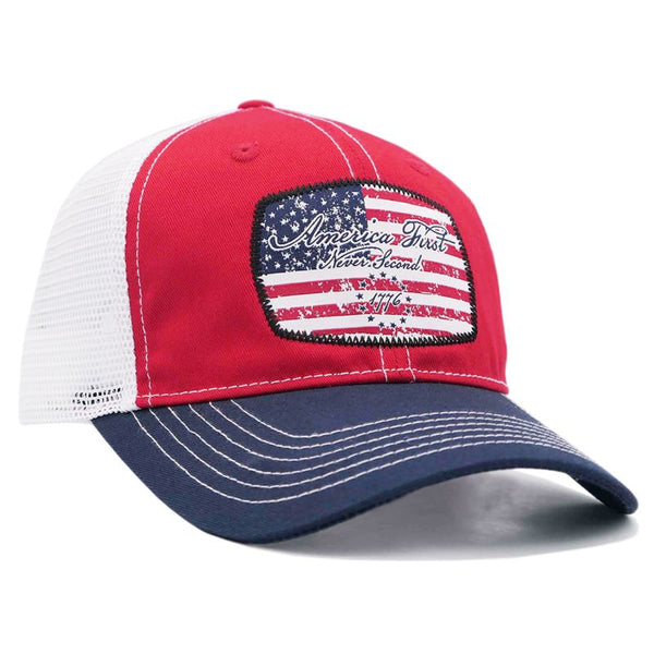 America First Never Second Red Ball Cap CAP-123-RN | Buffalo Trader Online