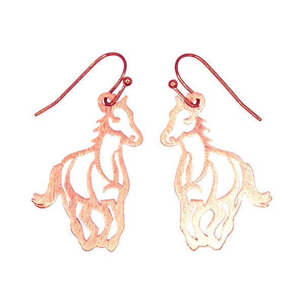 Rose Copper Running Horse French Wire Earrings E-6161-C | Buffalo ...