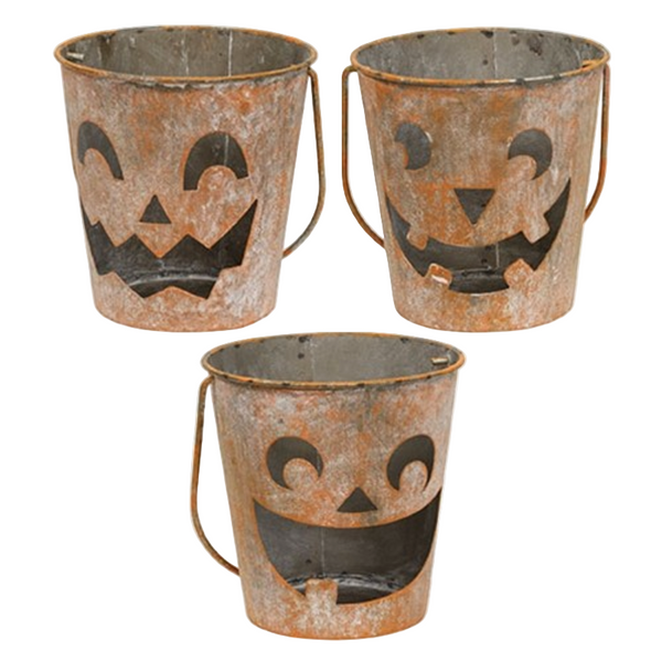 Distressed Metal Jack-O-Lantern Luminary Buckets G70211 | Buffalo ...