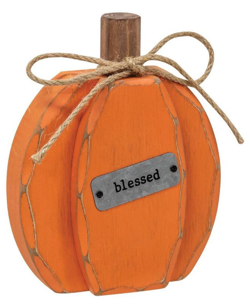 Blessed Orange Wooden Pumpkin G90928 | Buffalo Trader Online