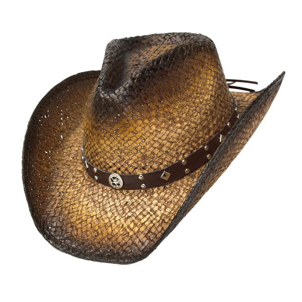 Dark Brown Straw Pinch Front Western Hat LIN-76 | Buffalo Trader Online