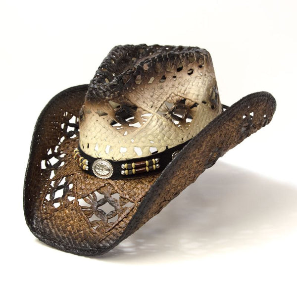 Brown Straw Pinch Front Western Hat LIN-47 | Buffalo Trader Online