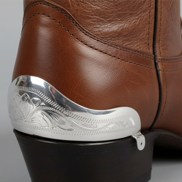Etched Silver Cowboy Boot Heel Guards WX-48 | Buffalo Trader Online