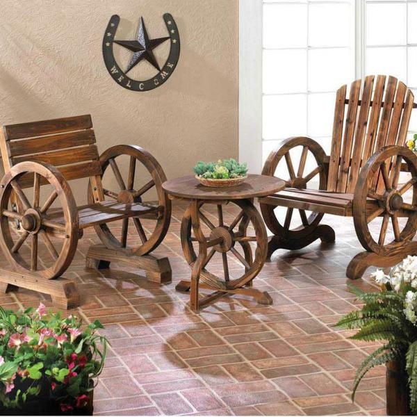 Stagecoach Style Wagon Wheel Garden Bench 12690 | Buffalo Trader Online