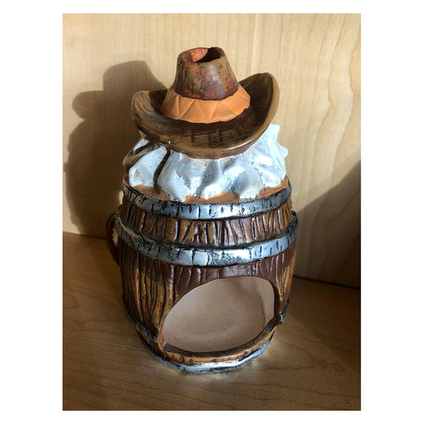 Cowboy Santa Barrel Candle Holder Luminary Santa01X | Buffalo Trader Online